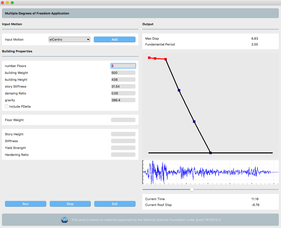 Multiple Degrees of Freedom (MDOF) Application | DesignSafe-CI